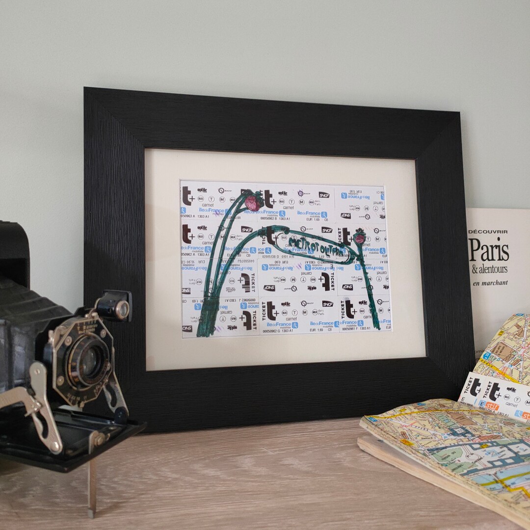 What Makes... Paris Metro Entrance Felt Pen Drawing on Collage - Etsy