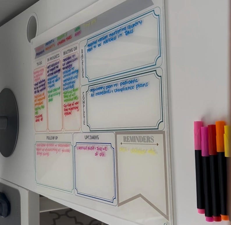 Acrylic Dry-erase Productivity Booster Kanban Board for Projects, Work ...