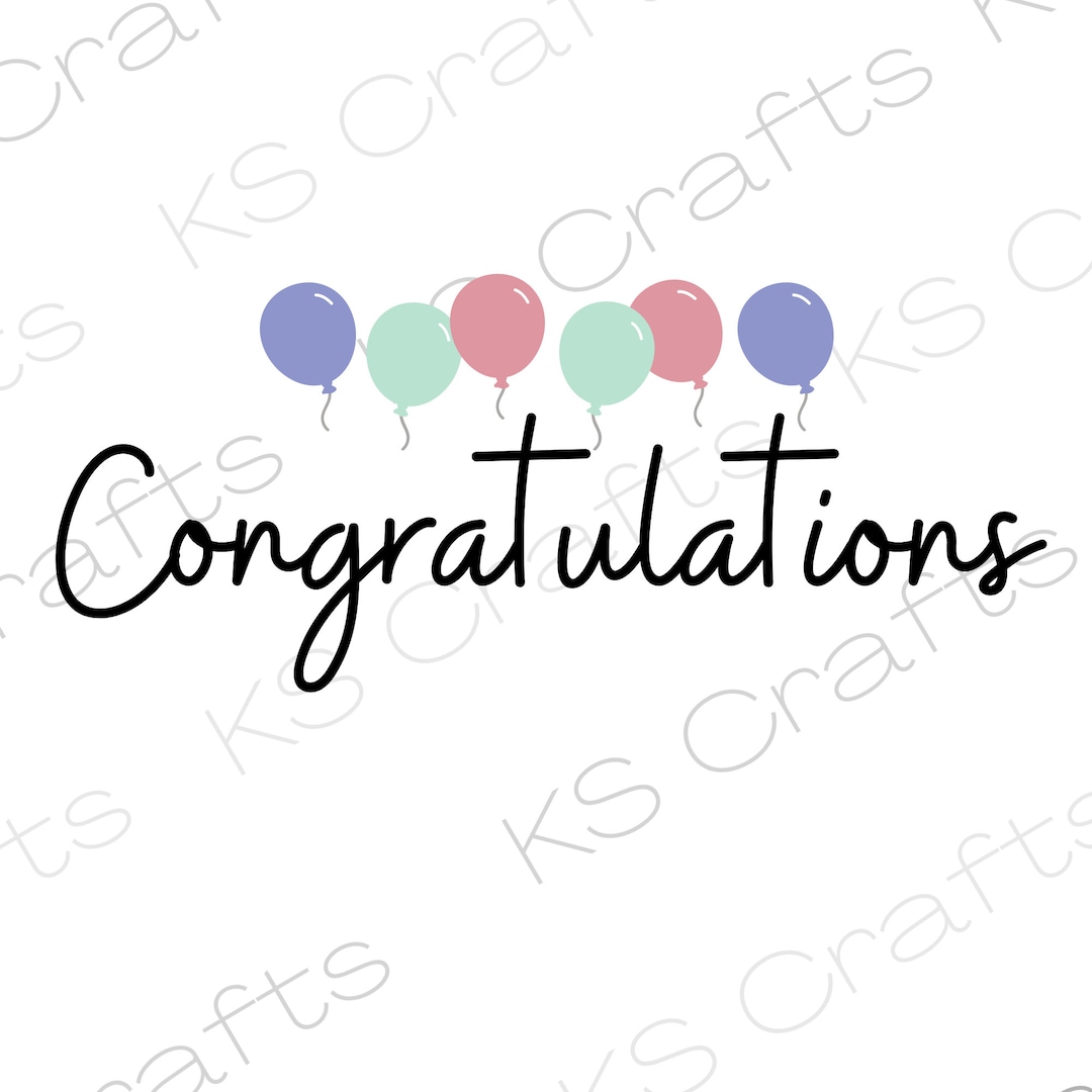 Congratulations SVG PNG JPEG, Congrats, Balloons, Clip Art, Digital ...
