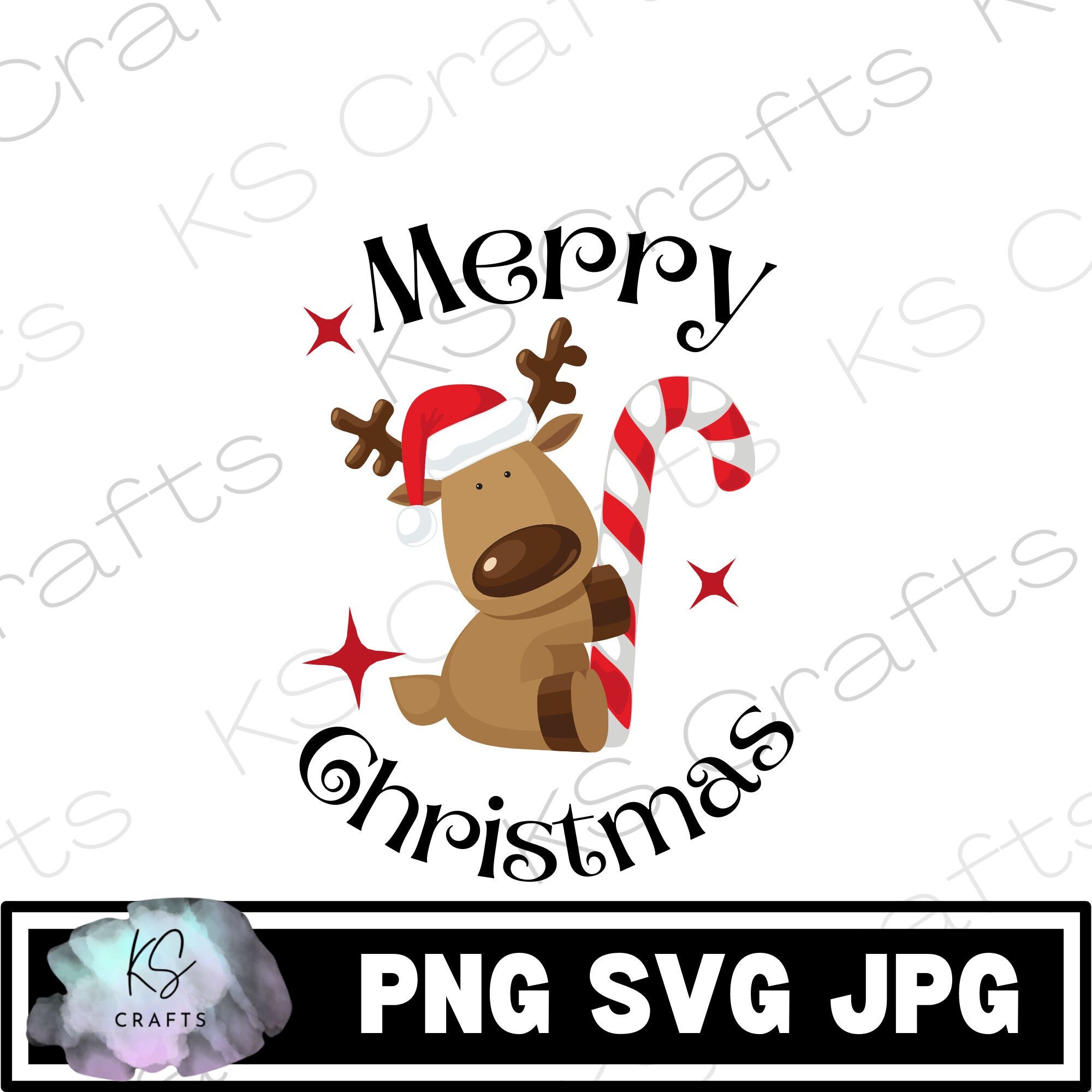 Merry Christmas Reindeer SVG PNG JPEG, Christmas Digital Print, Digital ...