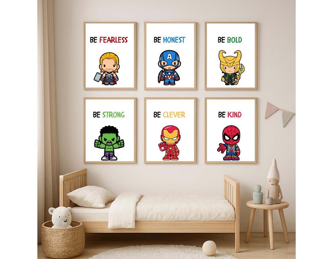 Superhero Nursery Decor, Kids Bedroom Prints (set of 6) - Etsy