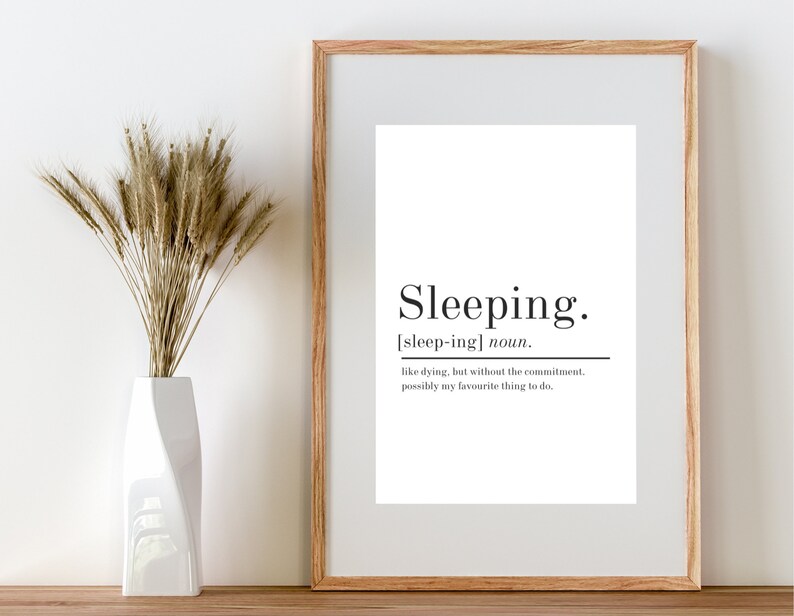 Sleeping Definition Print, Bedroom Decor, Bedroom Wall Art - Etsy