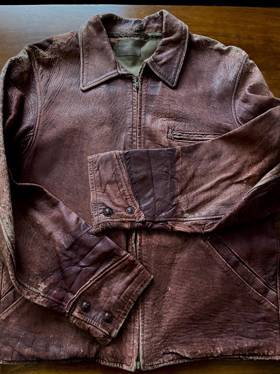 1940’s Brown Goatskin sports motorcycle belted back j… - Gem