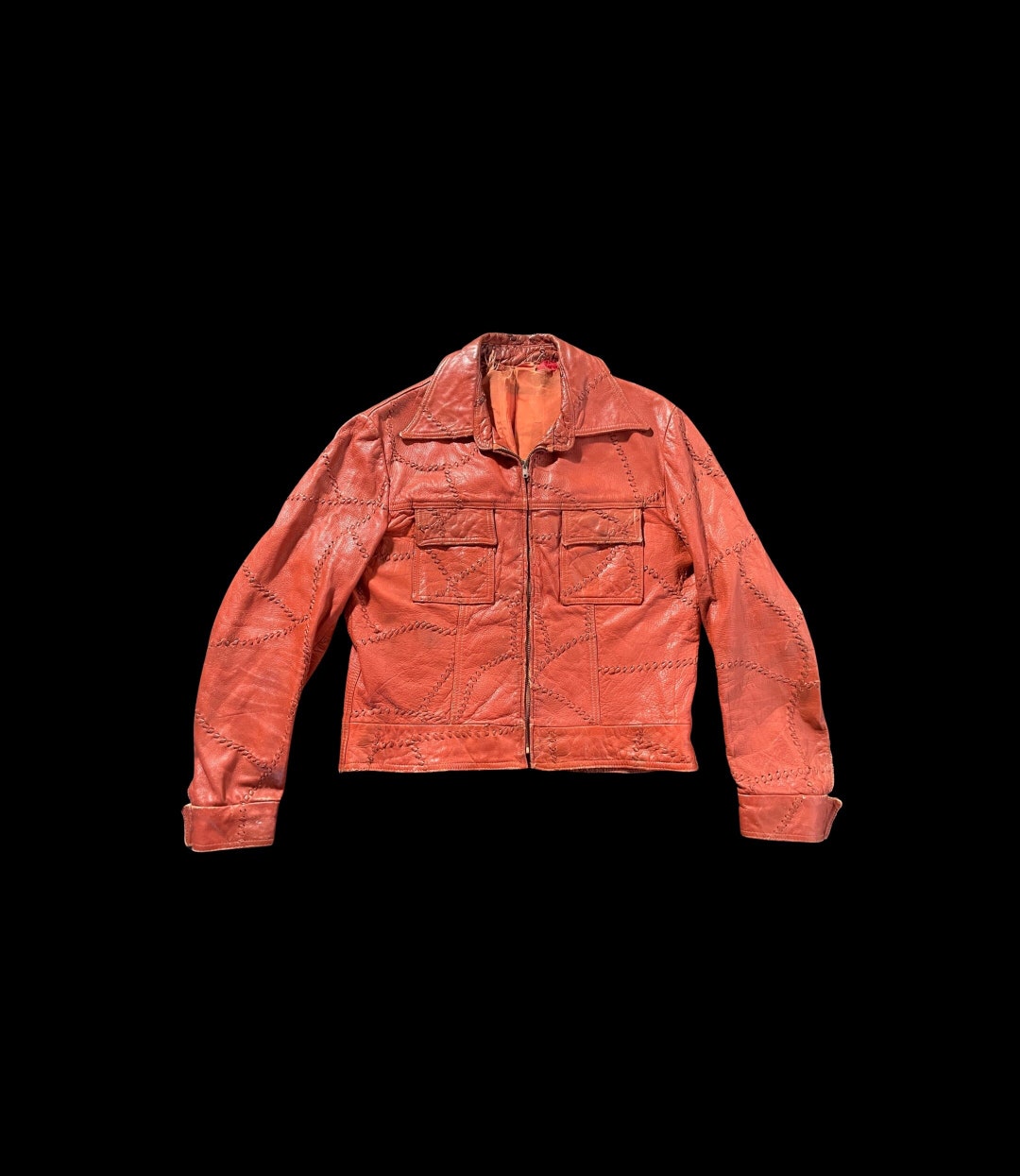 Vintage 1970s Leather Patch Work Saddle Stitch Design Jacket - Etsy