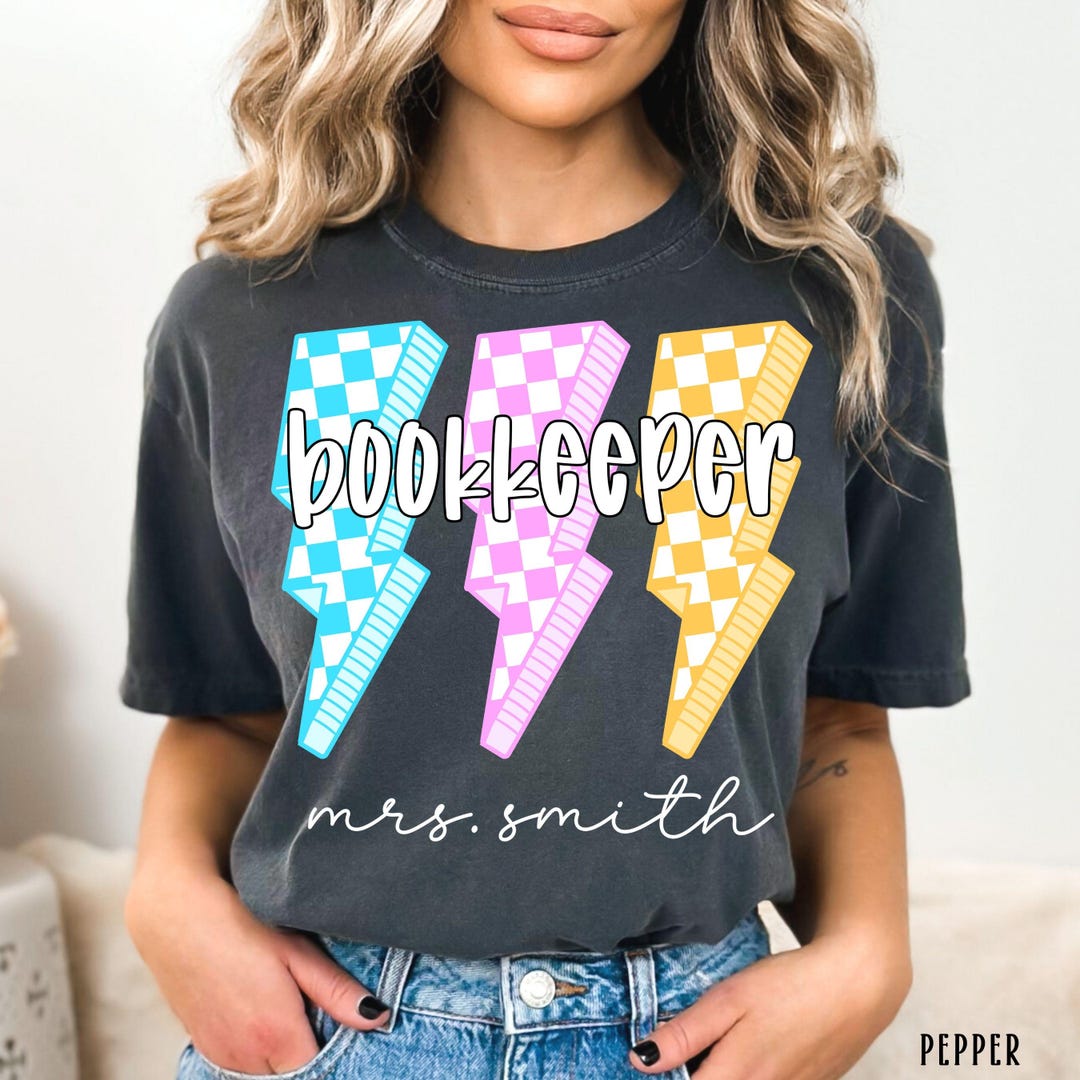 Bookkeeper Shirt Comfort Colors Custom Name Bookkeeper Gift Back to ...