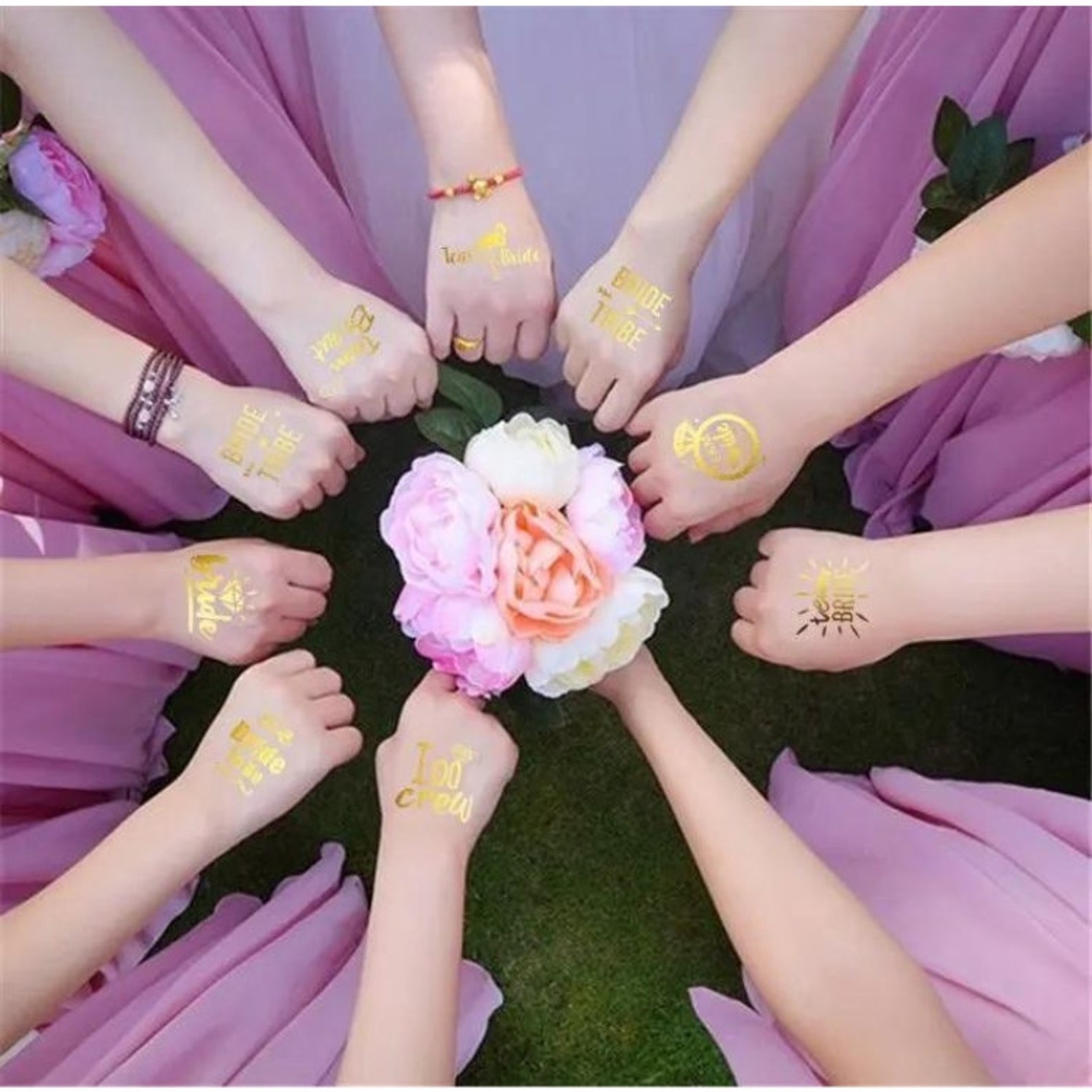 Golden Tattoo Team Bride | Temporary Tattoo | Party Favor | Bridesmaids ...