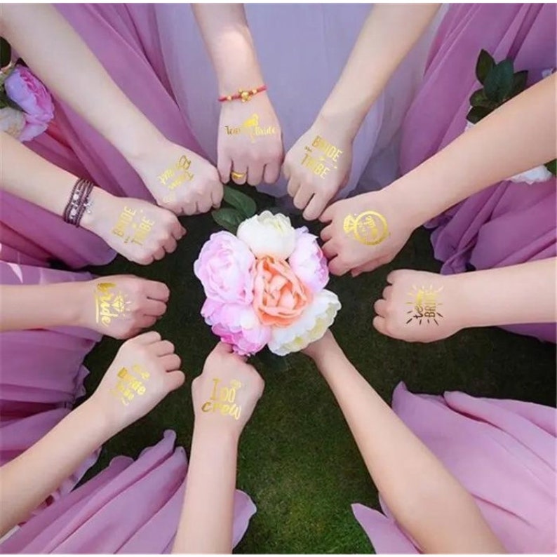 Golden Tattoo Team Bride Temporary Tattoo Party Favor Bridesmaids ...