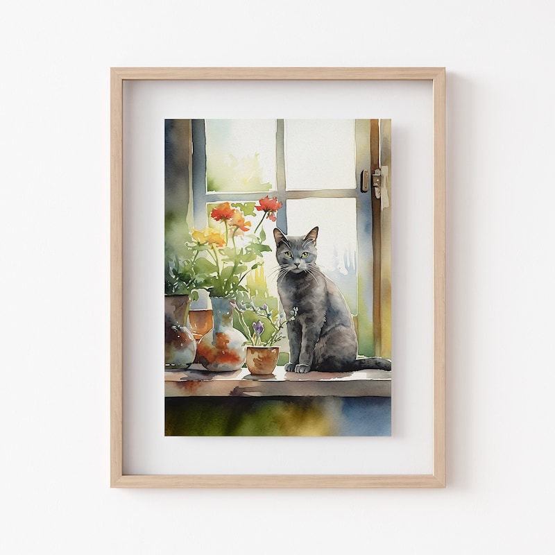 Grey Cat Art - Etsy