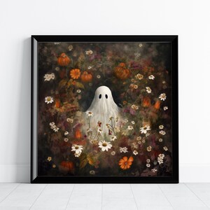 DIGITAL PRINTABLE, Spooky Cute Watercolor Fall Ghost With Flowers ...