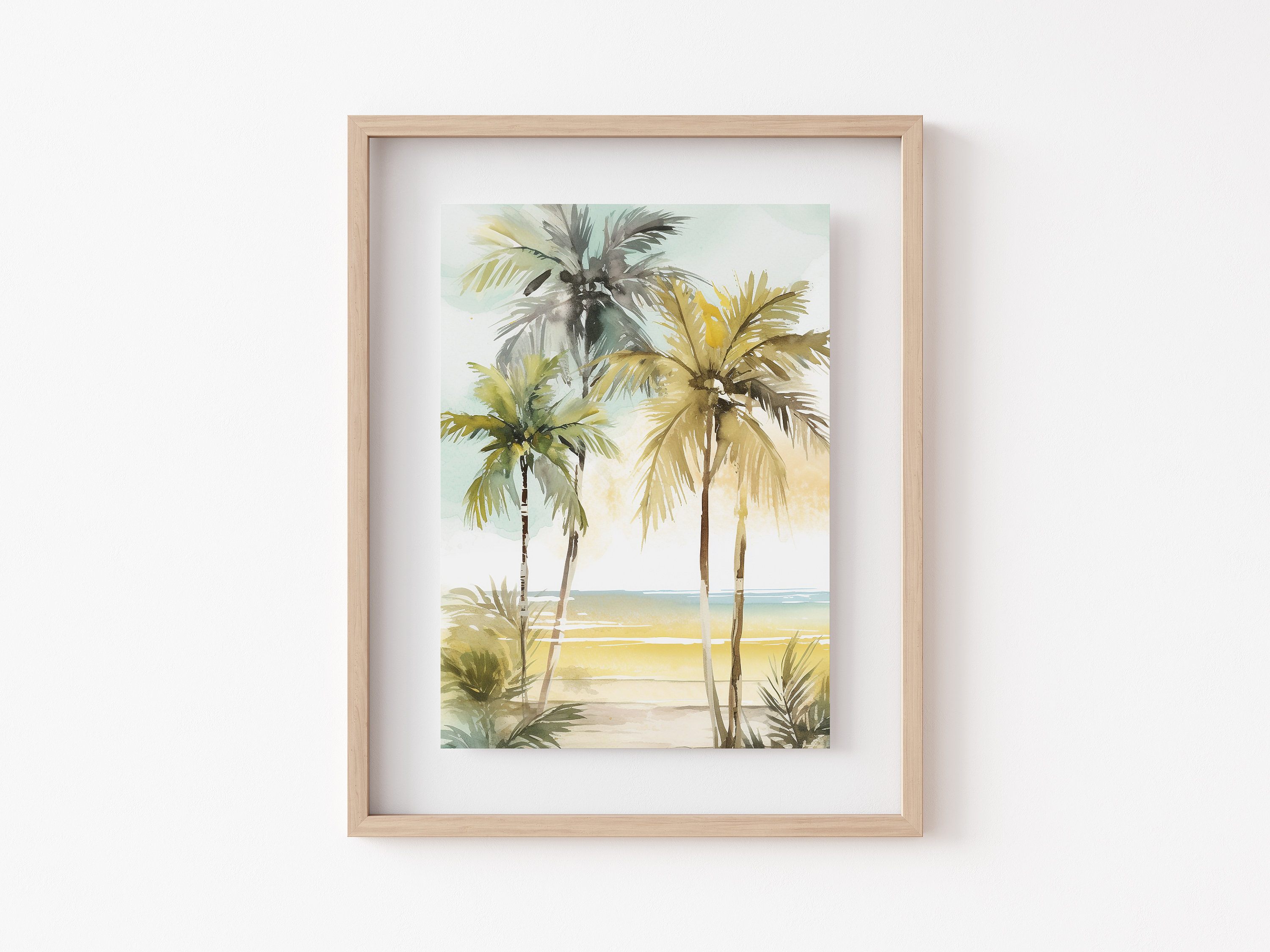Watercolor Palm Tree Beach Print: Tropical Summer Wall Art (digital ...