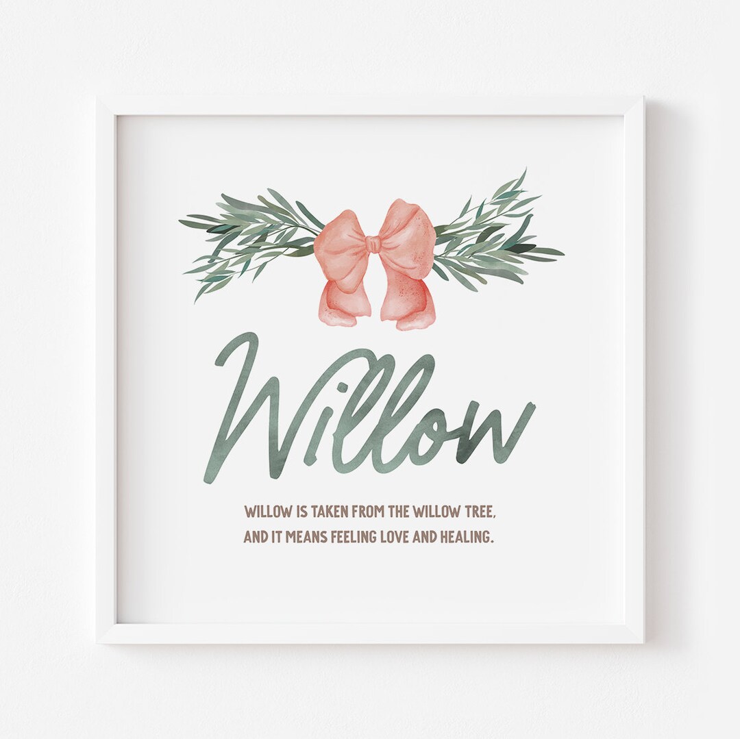 WILLOW, 18x18, Square Ratio, Digital Printable, Baby Name Meaning With ...