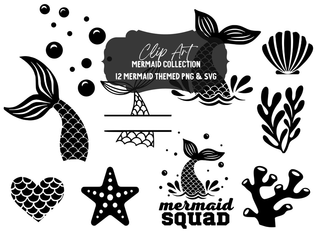 Clip ART Mermaid Collection, SVG and PNG Files, Instant Digital Files ...