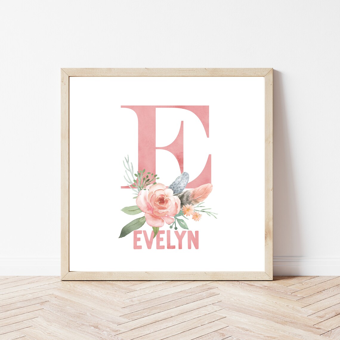 14x14 Digital Printable BABY NAME With Initial With Boho - Etsy