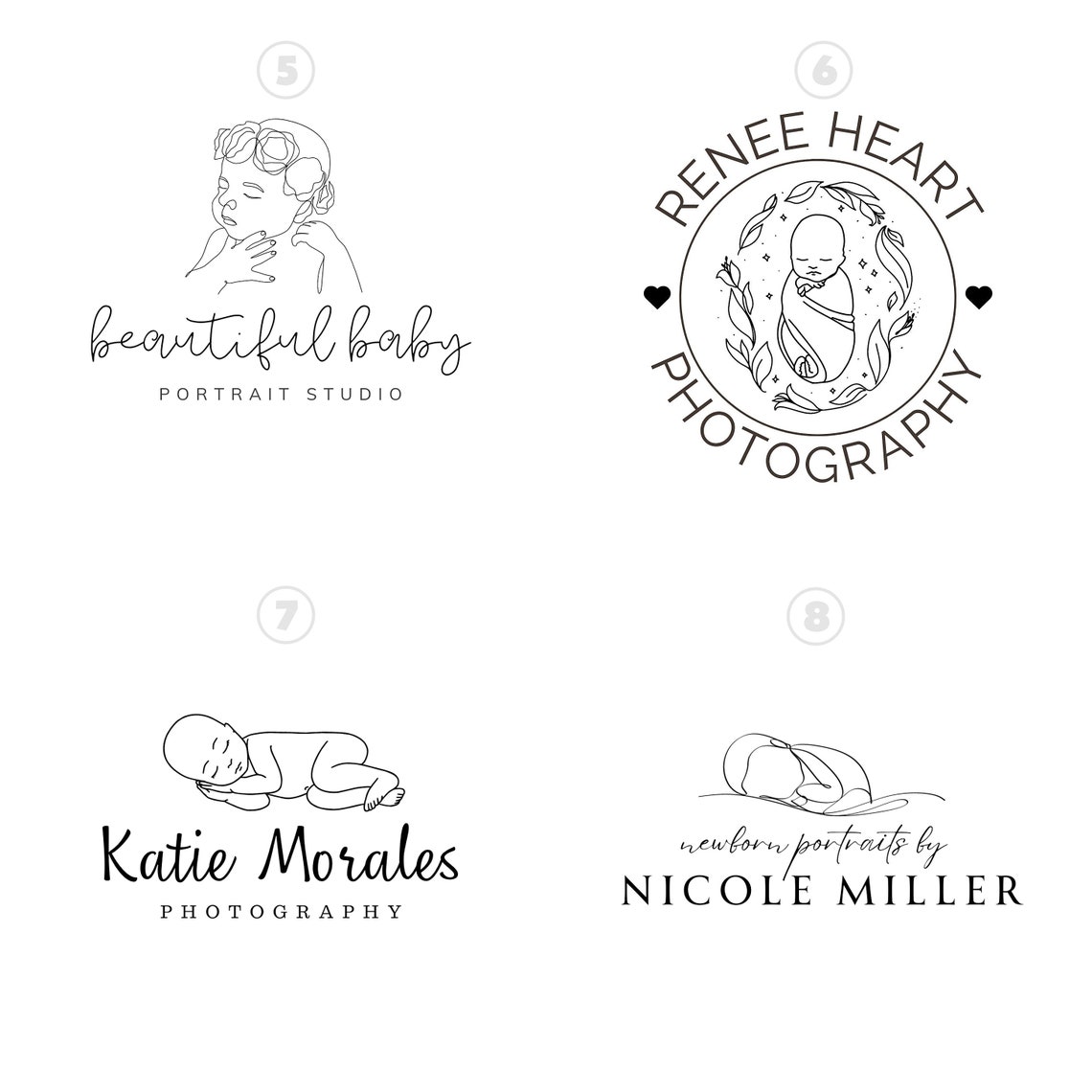 Premade NEWBORN Photographer LOGO DESIGN, Logo With Newborn Baby ...