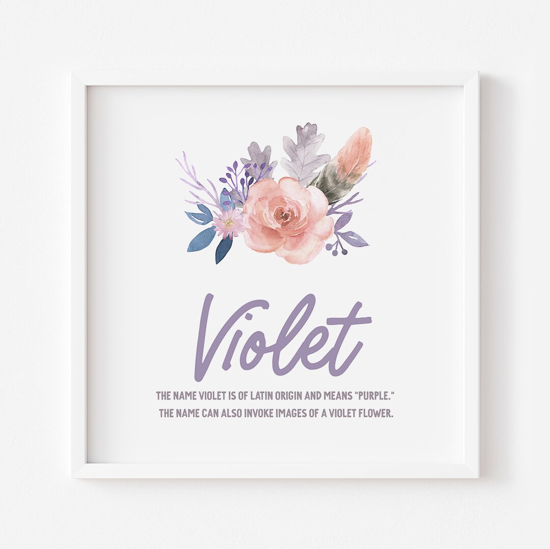 Digital Printable BABY NAME Meaning With Floral Watercolor | VIOLET ...