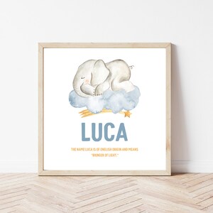 18x18 DIGITAL PRINTABLE Baby Name LUCA With Name Meaning and Elephant ...