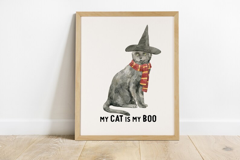 DIGITAL PRINTABLE Black Cat Boo Halloween - Etsy