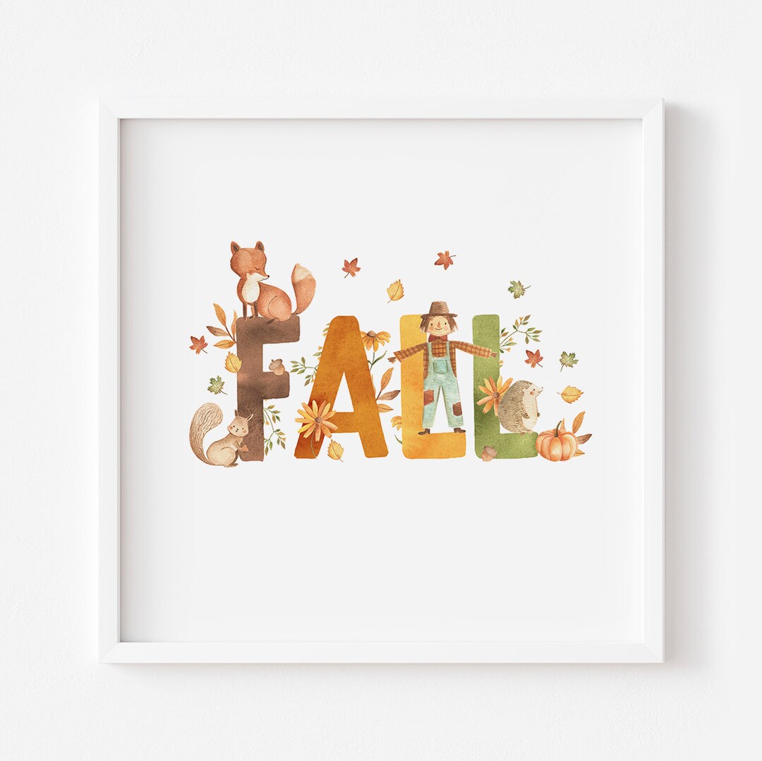 DIGITAL PRINTABLE FALL Word Art Watercolor Wall Art - Etsy