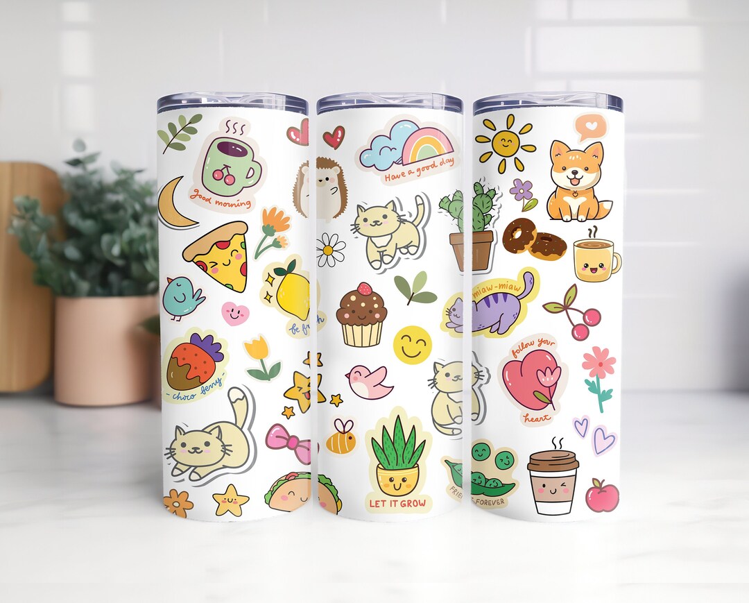 Cute Things Stickers Design, Girly Cute Stuff TUMBLER WRAP, Sublimation ...