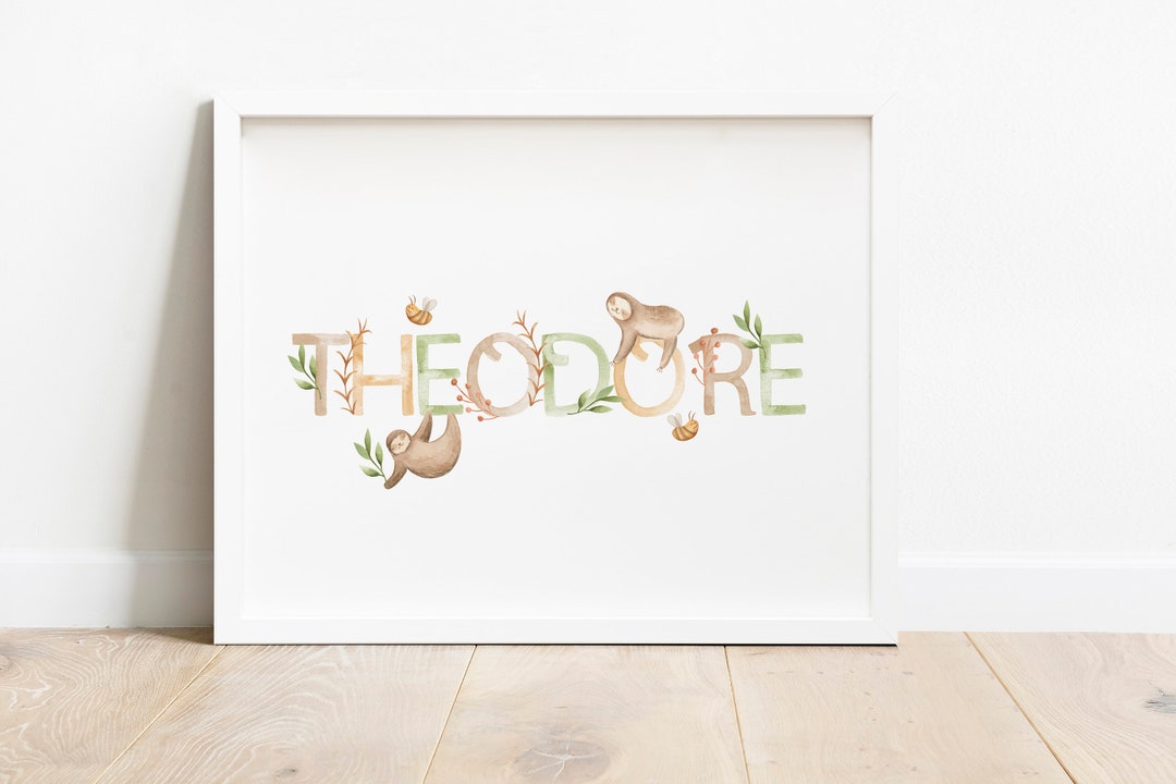 DIGITAL PRINTABLE Baby Name Theodore Nursery Art - Etsy