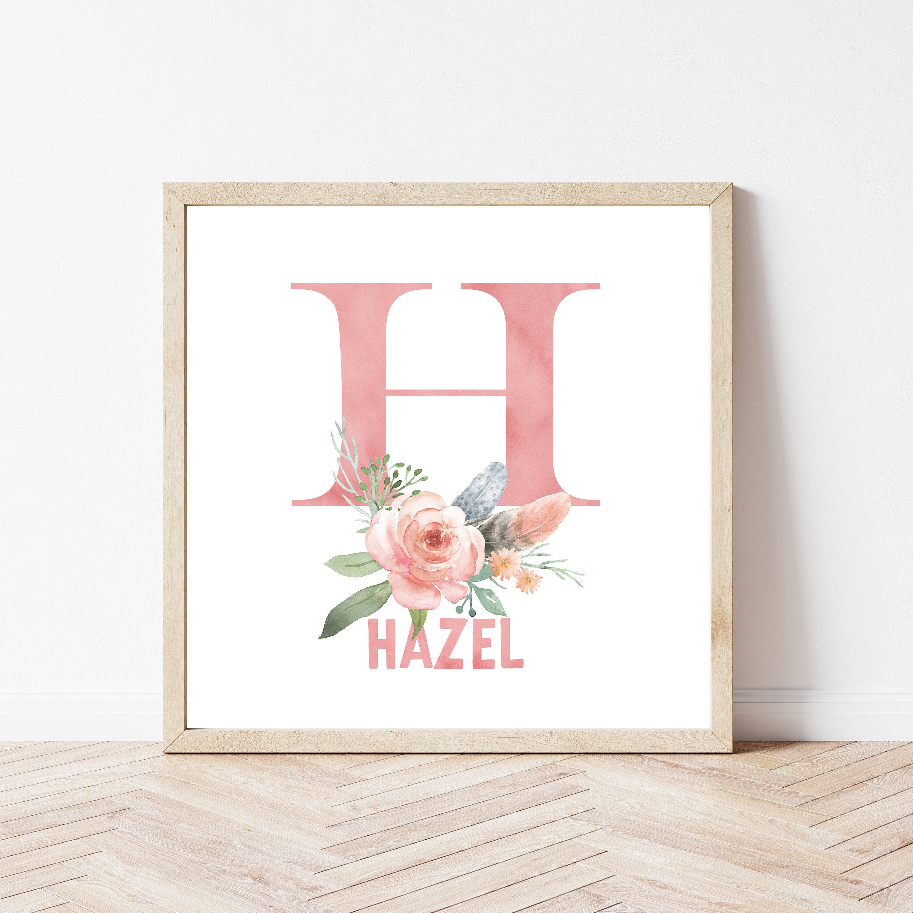 14x14 Digital Printable BABY NAME With Initial With Boho - Etsy