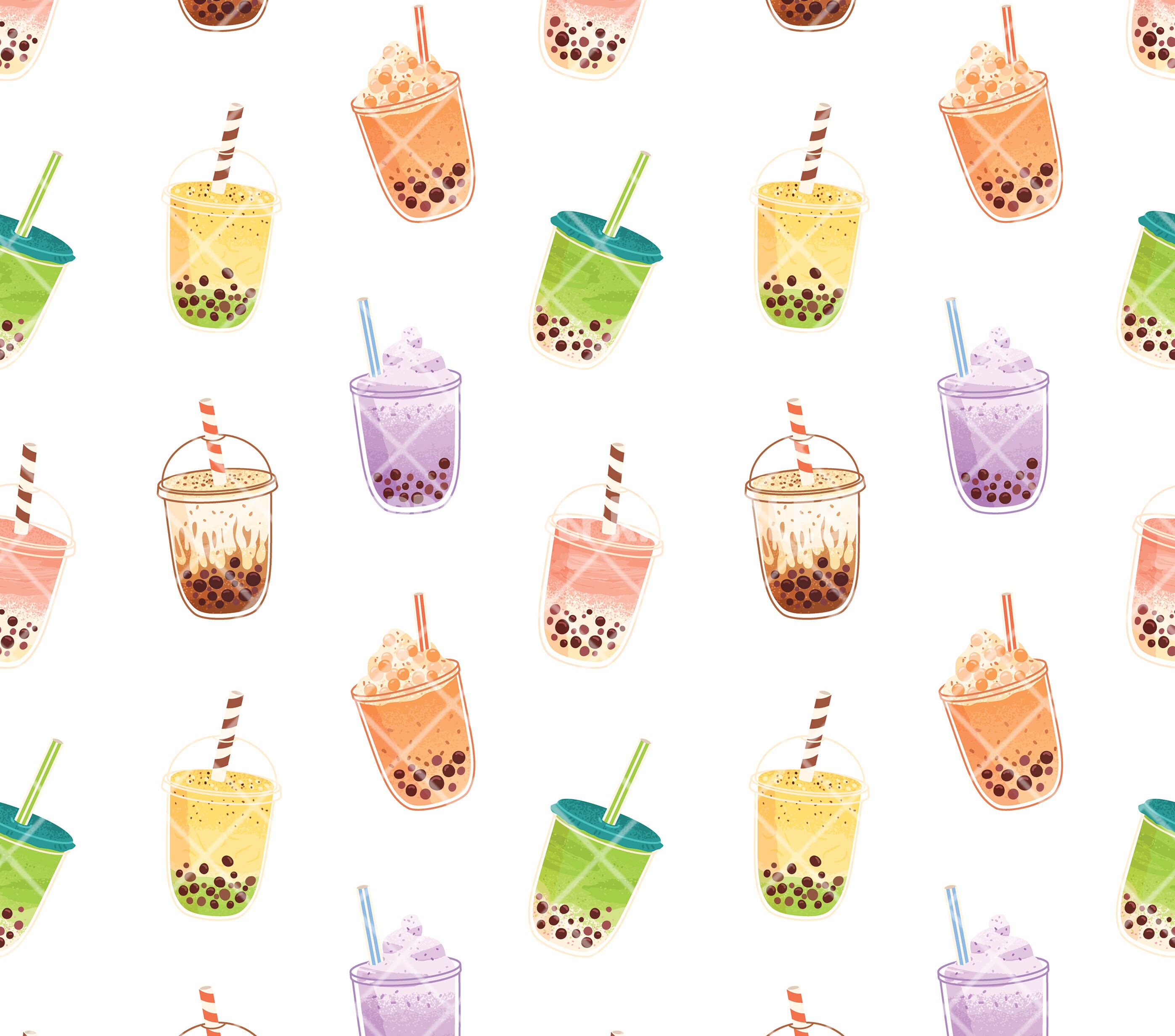 Boba Tea Tumbler Wrap: Simple Pattern, 20oz 30oz PNG (digital Download ...
