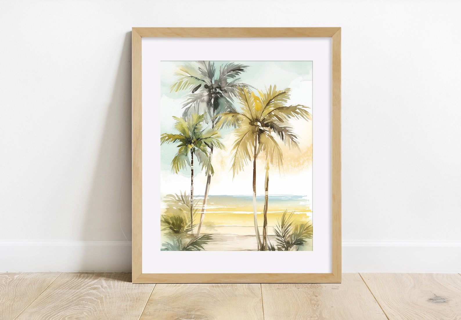Watercolor Palm Tree Beach Print: Tropical Summer Wall Art (digital ...
