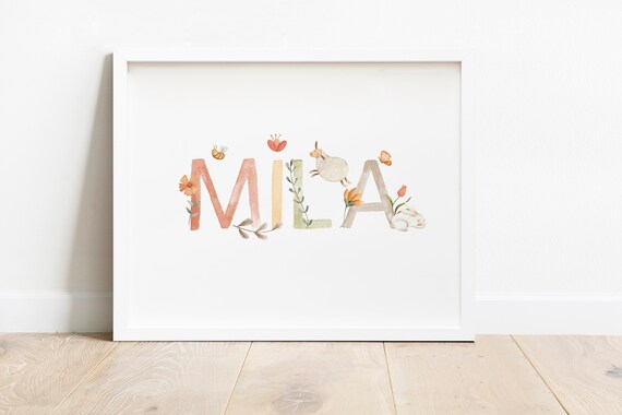 DIGITAL PRINTABLE Baby Name Mila Nursery Art - Etsy