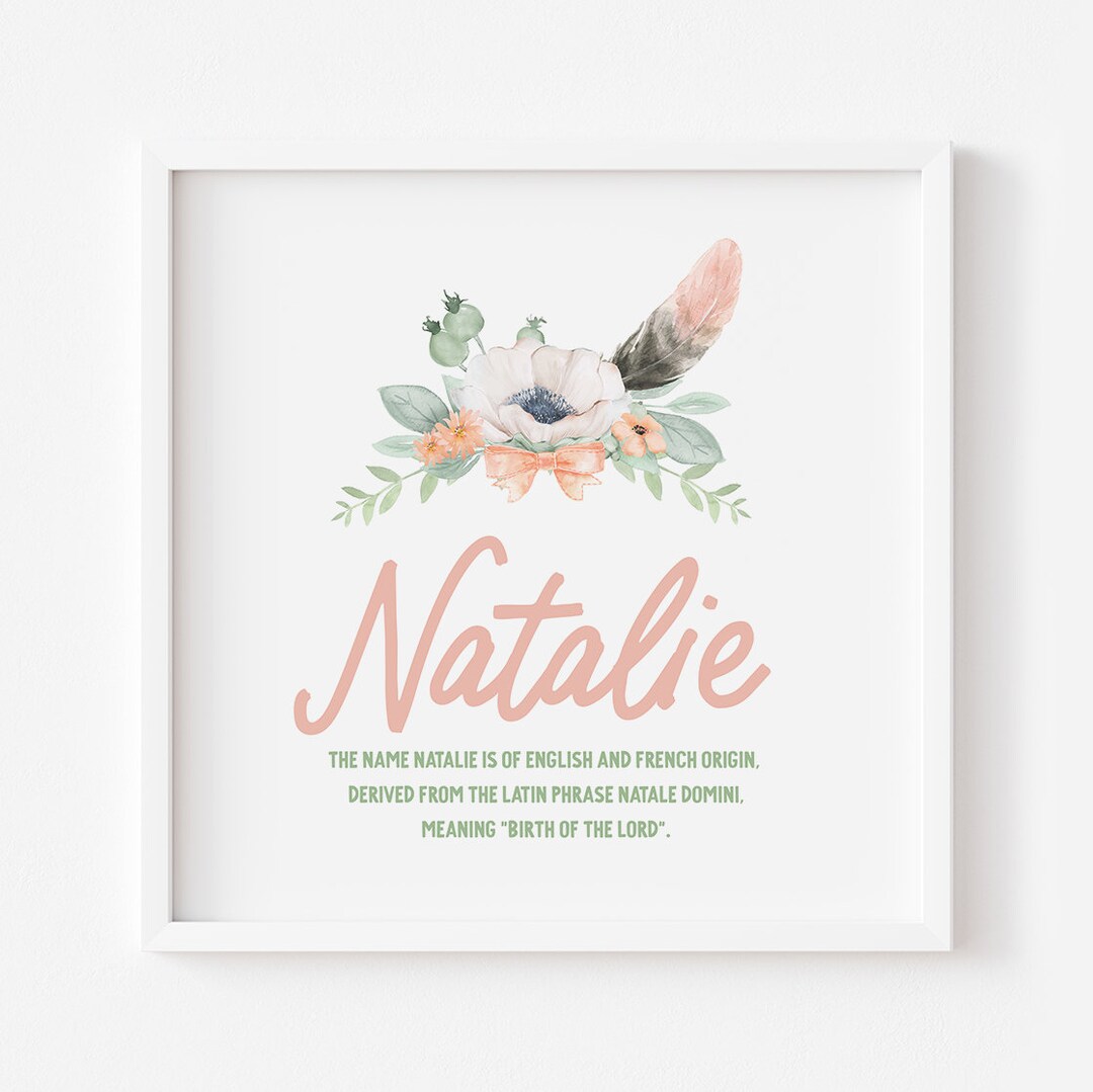 Digital Printable BABY NAME Meaning With Floral Watercolor | NATALIE ...