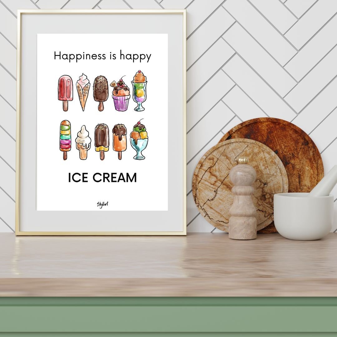 ICECREAM Poster for Kitchen Home Ice Cream Shop Bar, Wall Decoration ...