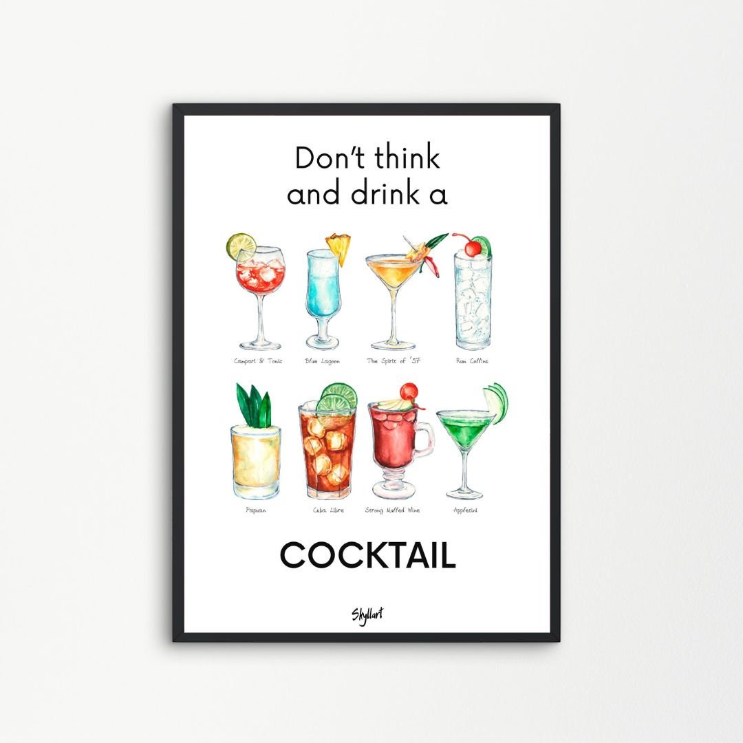 COCKTAIL Poster for Kitchen Home Restaurant Bar Pub, Wall Decoration ...