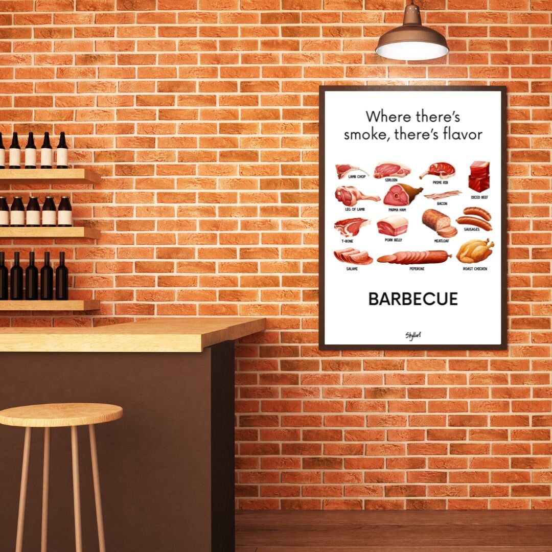 BARBECUE Poster for Kitchen Home Restaurant Meat Bar Wall Decoration ...