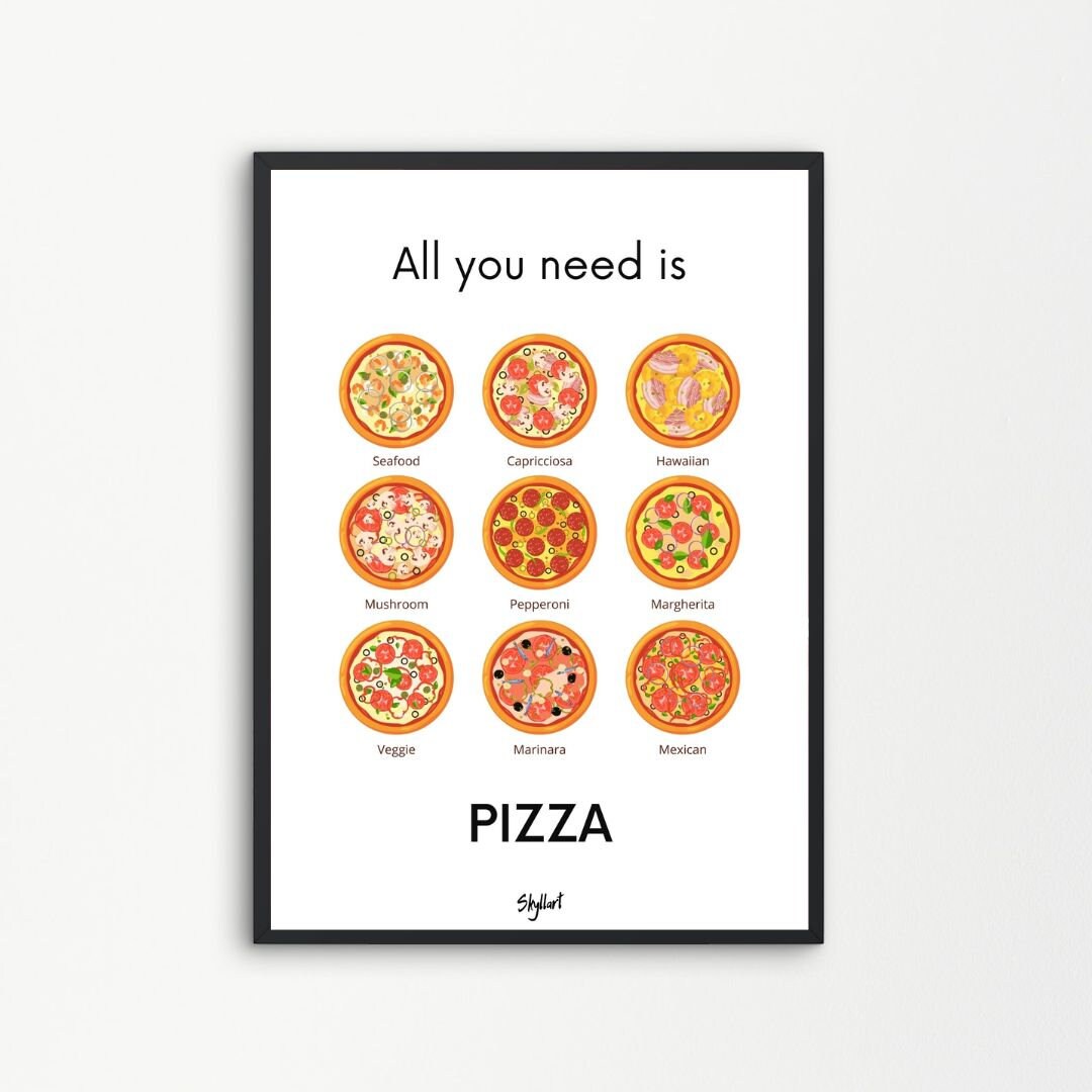 PIZZA Poster for Kitchen Home Restaurant Pizzeria Bar Wall Decoration ...