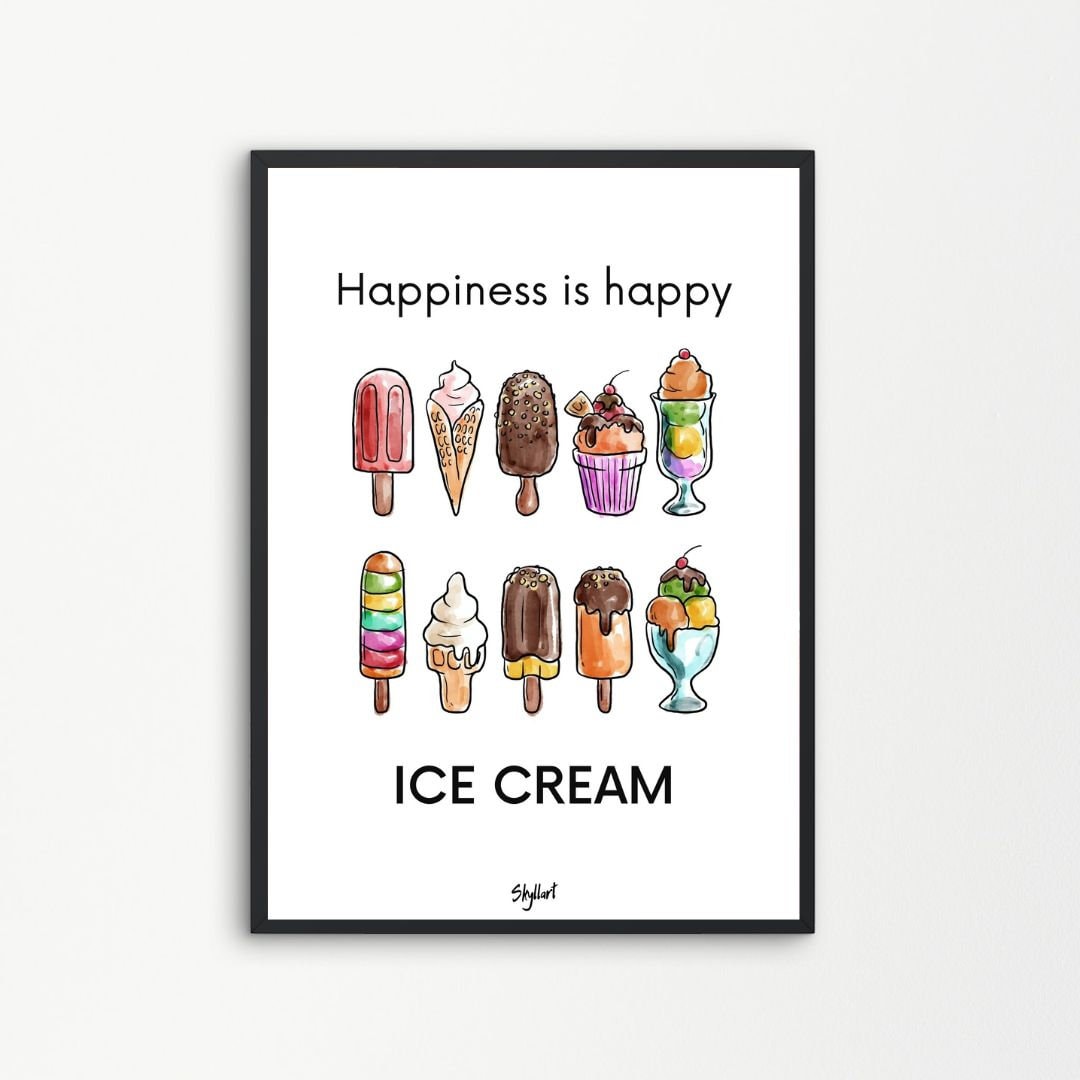 ICECREAM Poster for Kitchen Home Ice Cream Shop Bar, Wall Decoration ...