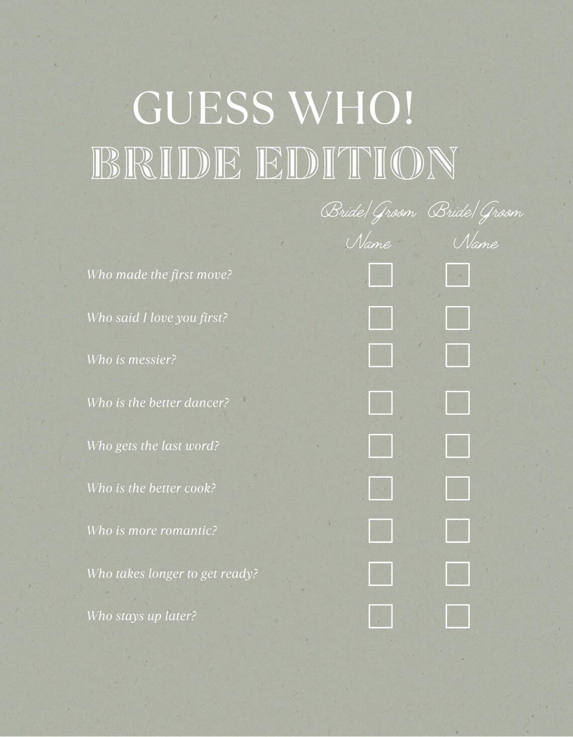 60 BRIDAL PARTY PRINTABLES - Hen Party Games and Checklists for ...