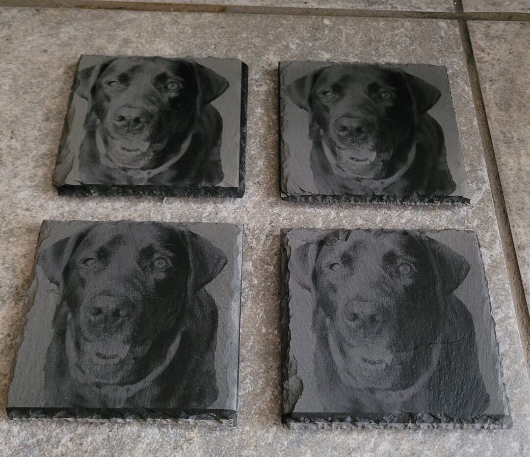Four (4) Labrador Retriever Slate Drink Coasters - Realistic Etched ...