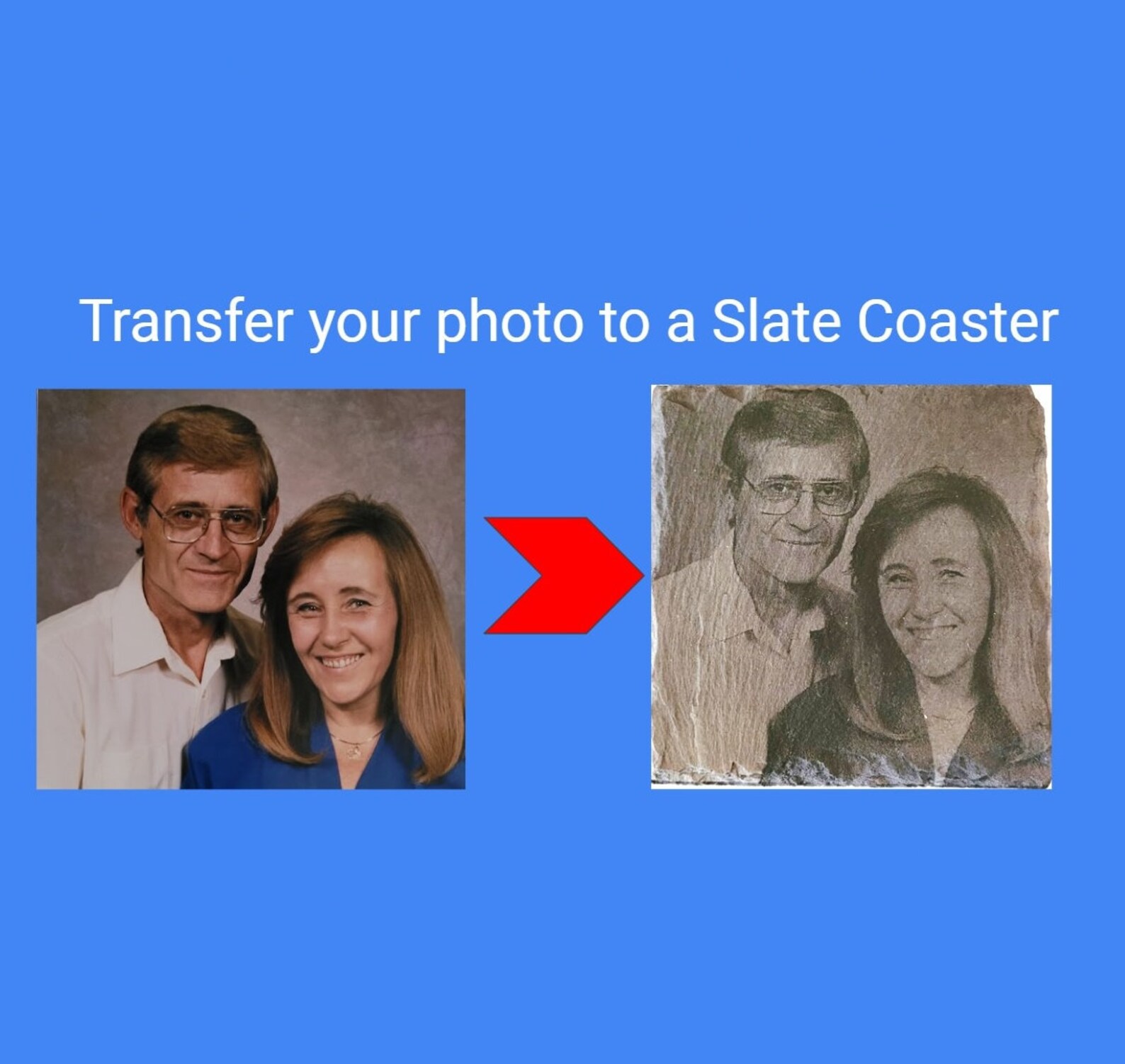 Two Slate Coasters Custom Engraved Image - Transfer Your Photo to a ...