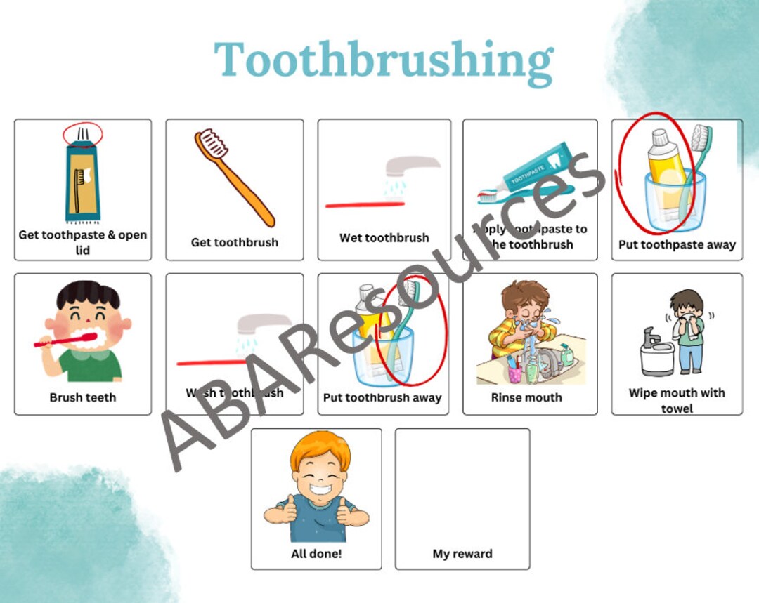 Toothbrushing Visual Schedule | Visual Task Analysis for Toothbrushing ...