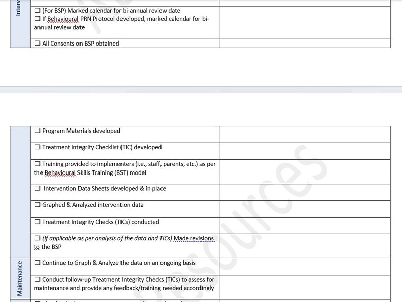 BCBA New Client Checklist | Intake Checklist ABA | Applied Behaviour ...