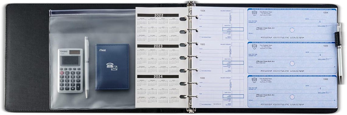 Leather Check Binder, Inkline Executive 7 Ring Check Binder, 500 Check ...