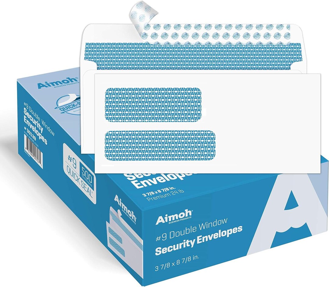 Double Window Self Seal Envelope, 500#9 Security Envelopes for Invoice ...