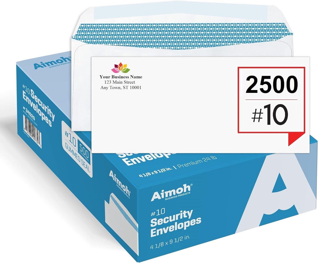 Custom Printed Security Tinted Gummed #10 Envelopes – Personalized With ...