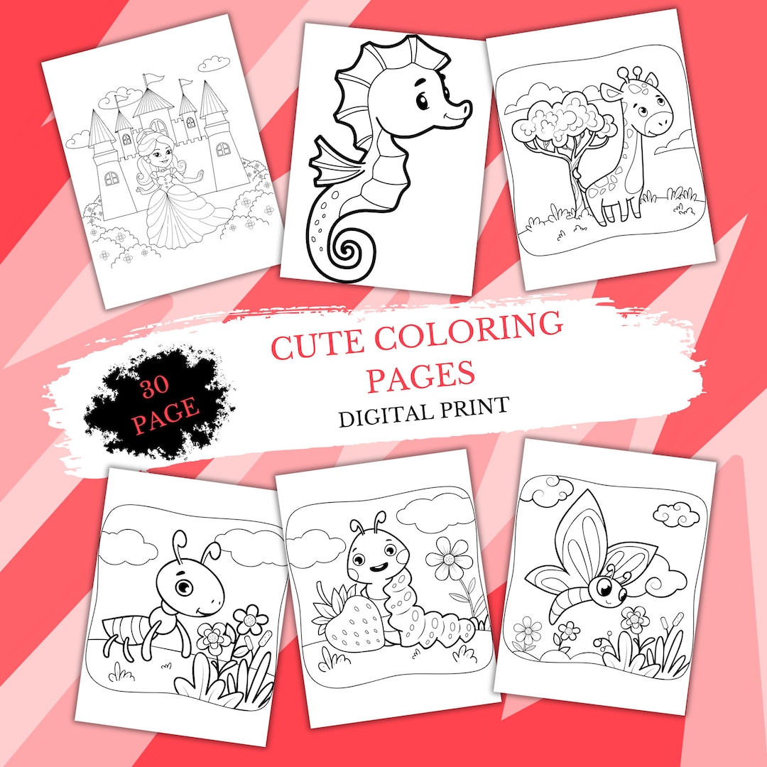 Lindas páginas para colorear imprimibles para niños, 30 páginas para ...