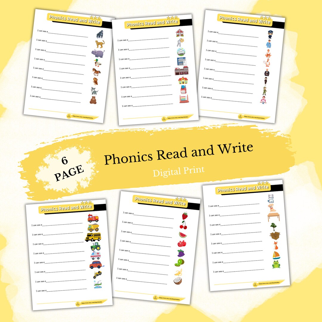 Phonics Read and Write, Sentence Build 6 Page. - Etsy