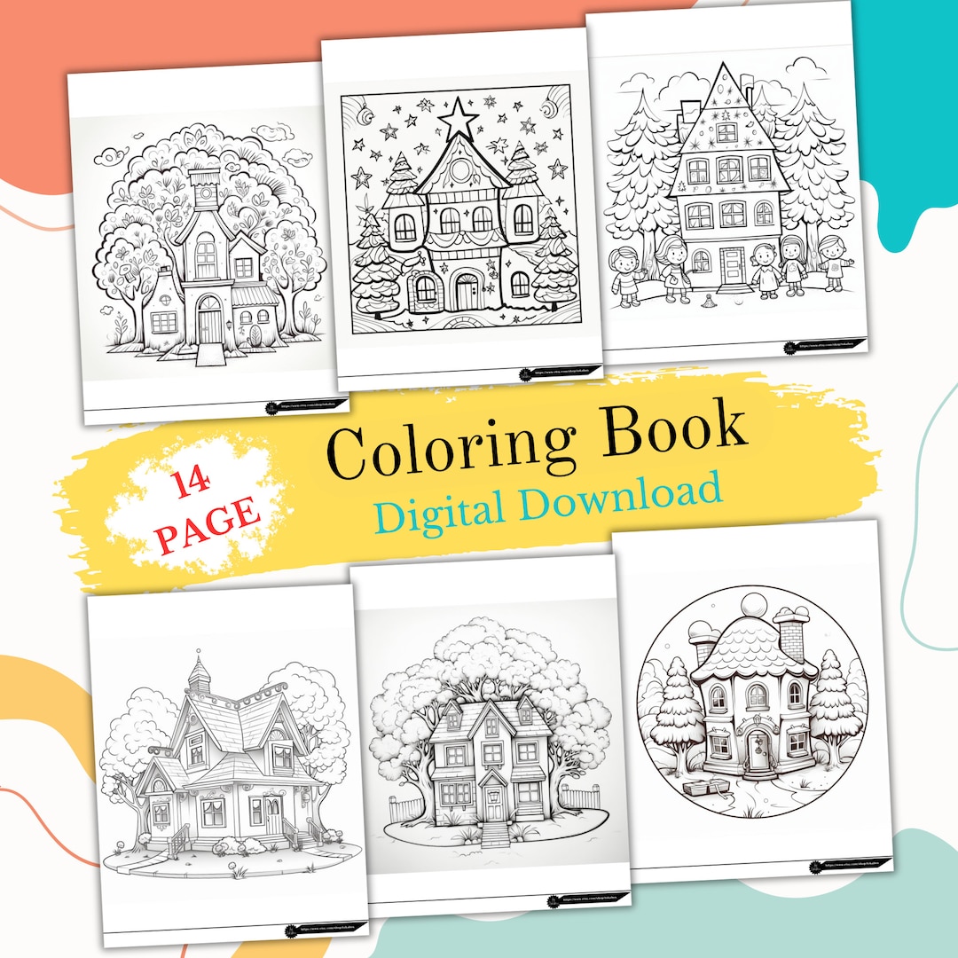Family and Houses Printable Coloring Book, Print & Color Cute Pages ...