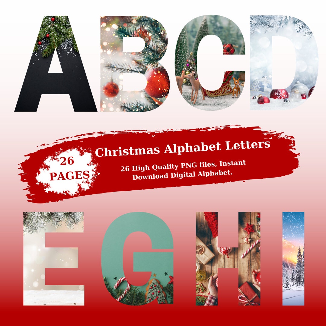 Christmas Alphabet Letters, 26 High Quality PNG Files, Instant Download ...