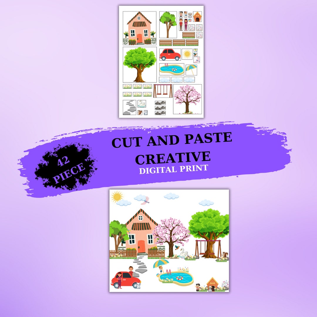42 Piece Cut and Paste Activity Page, Digital Kids Activity Pages ...