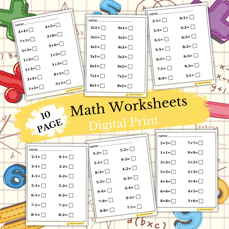 Math Worksheets - Etsy