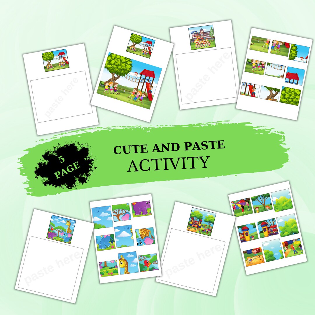 5 Page Cut and Paste Activity Book, Digital Kids Activity Pages ...