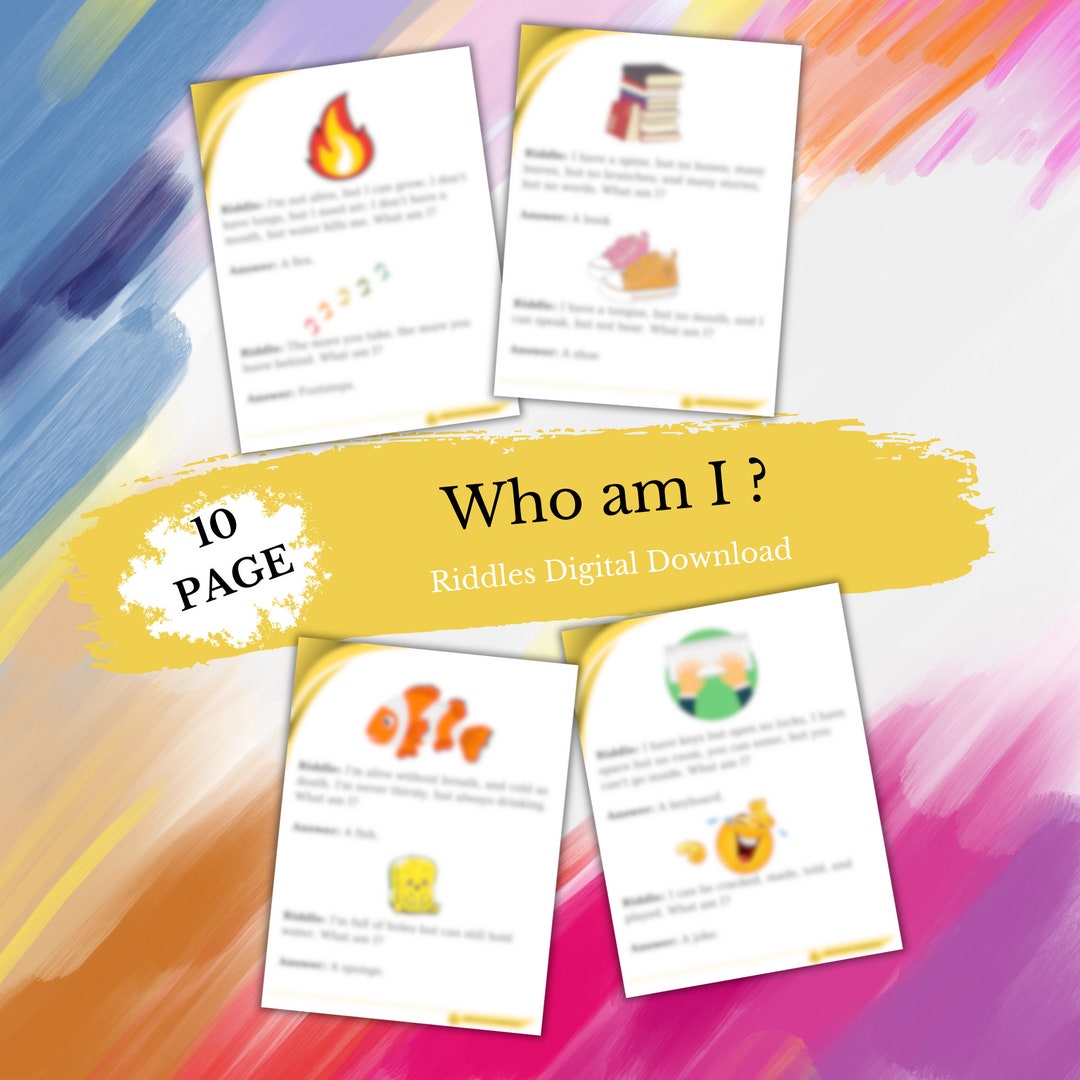 Riddles, Who Am I Picture Riddles for Kids,10 Page 20 Piece. - Etsy ...